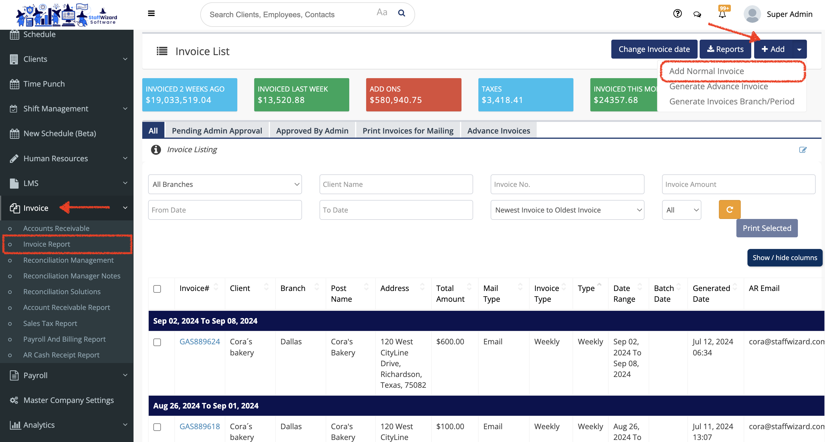 Creating A Manual Invoice